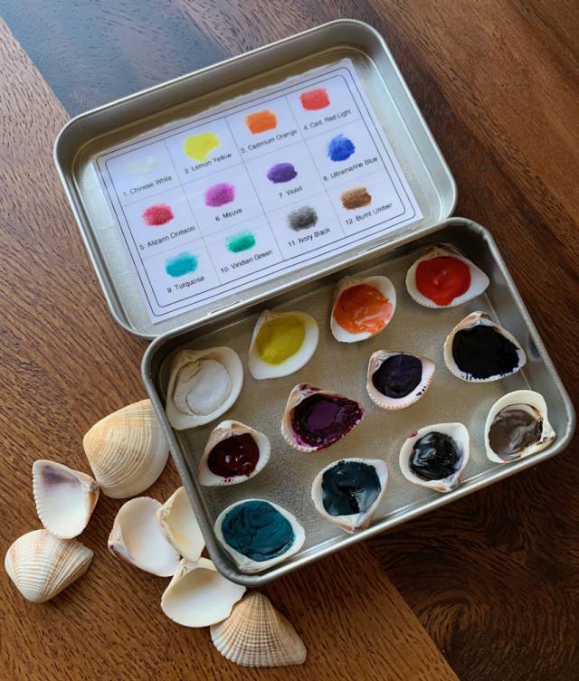 How To Make A Seashell Watercolor Mini Palette Box | Muddy Colors